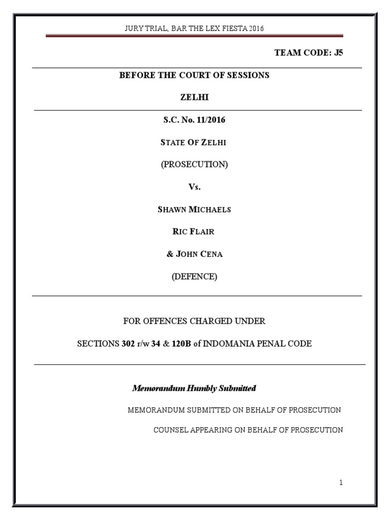 Memorandum for the Prosecution | Conspiracy (Criminal) | Intention ...