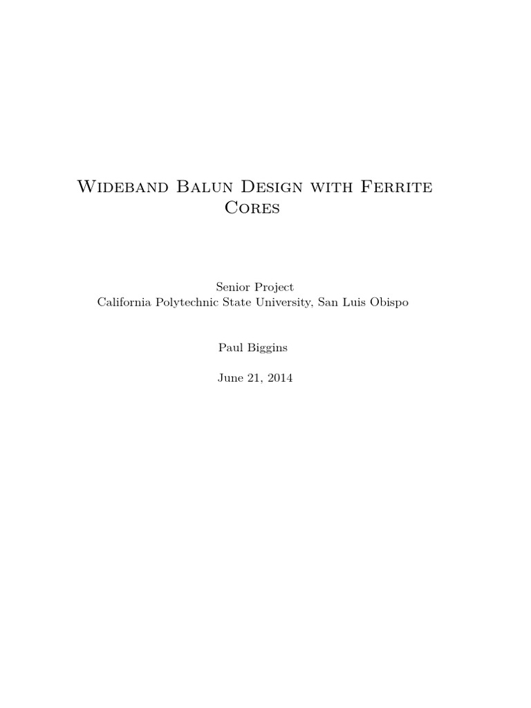 Wideband Balun Design With Ferrite Cores | PDF | Transmission Line ...