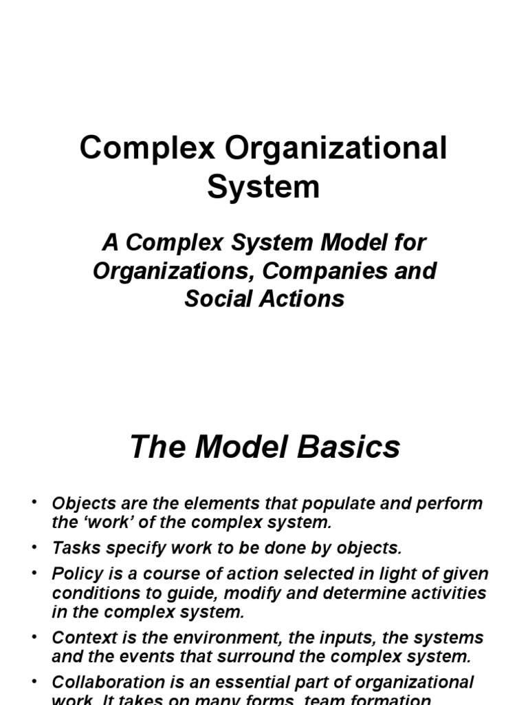 Complex System Model for Organizations | PDF | Hierarchy | System