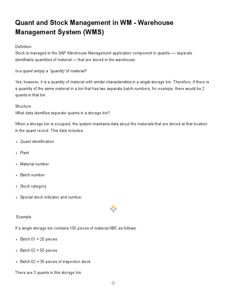 Understanding Quants in SAP WMS | PDF | Shelf Life | Warehouse