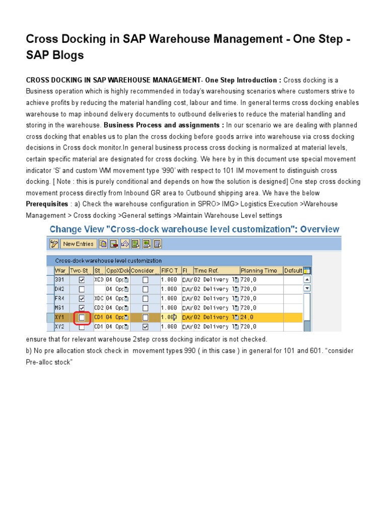 Cross Docking in SAP Warehouse Management | PDF | Warehouse | Logistics