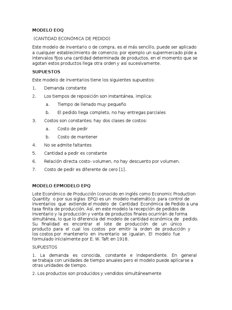 Modelo Eoq | PDF | Inventario | Business