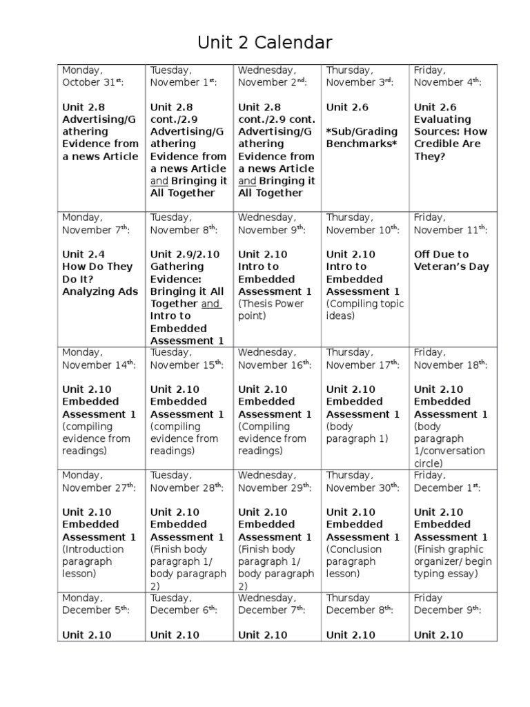 Lesson Plan Calendar | PDF