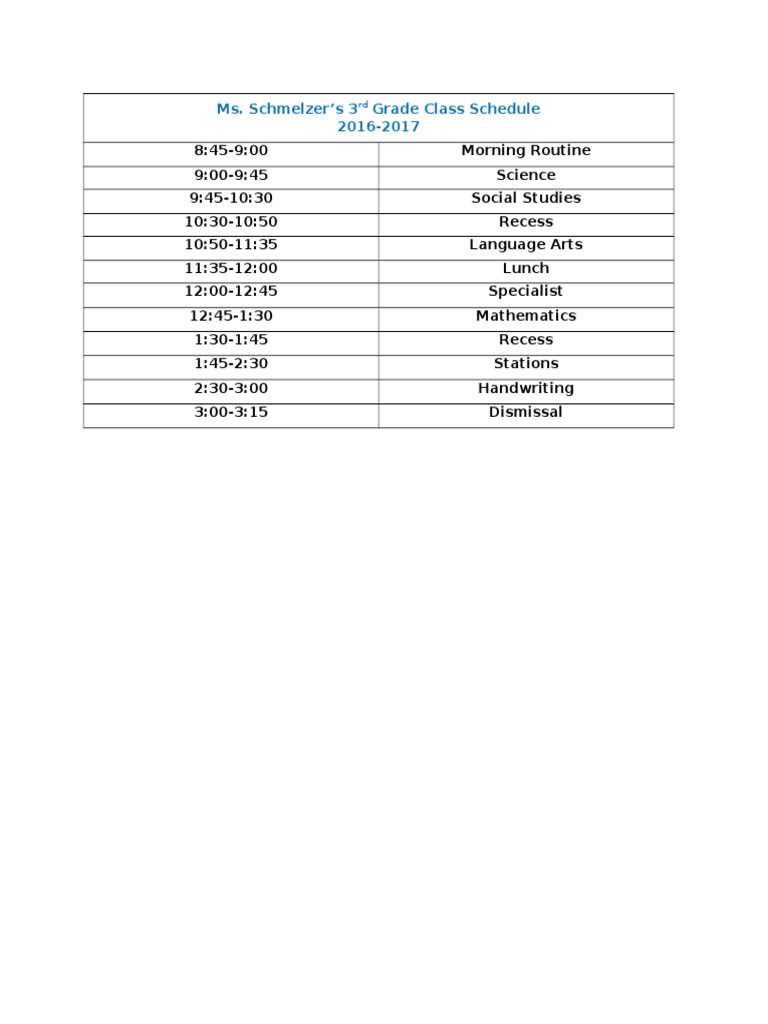 Learning and Teaching Processes - Weebly Class Schedule | PDF ...