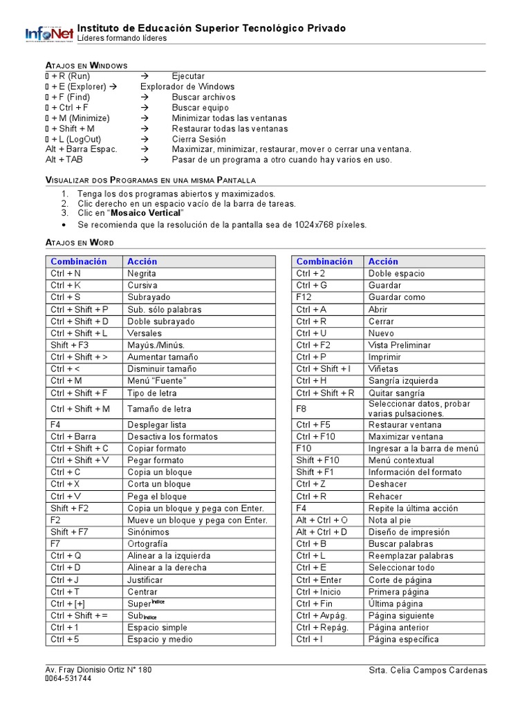 Atajos en Windows y Word | PDF