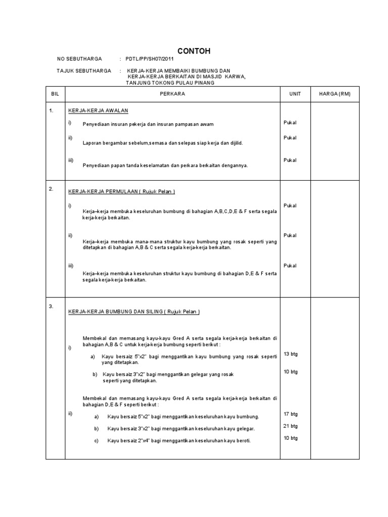 Tender CONTOH Spesifikasi | PDF