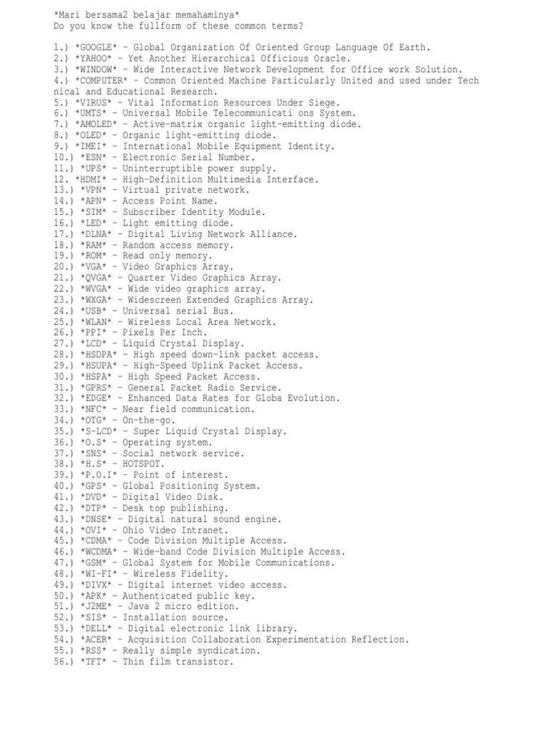 Maksud Perkataan Singkatan | PDF