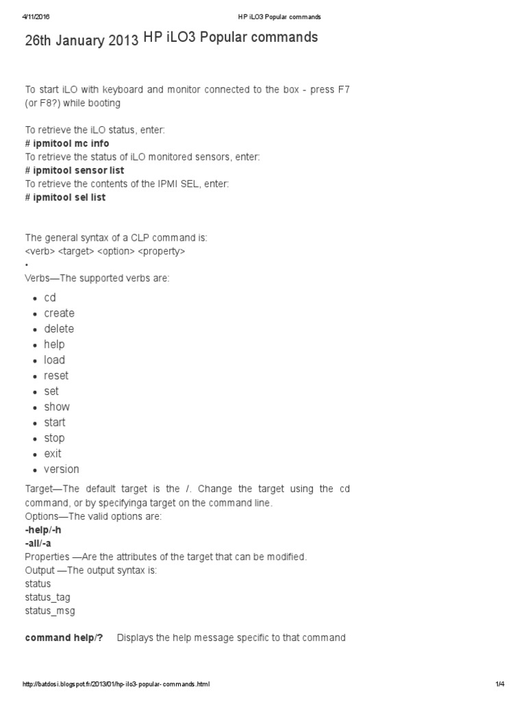 HP ILO3 Popular Commands | Computer Hardware | Computing