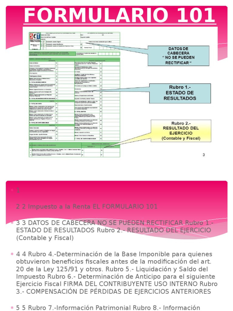 Formulario 101 | PDF | Estado de resultados | Impuestos