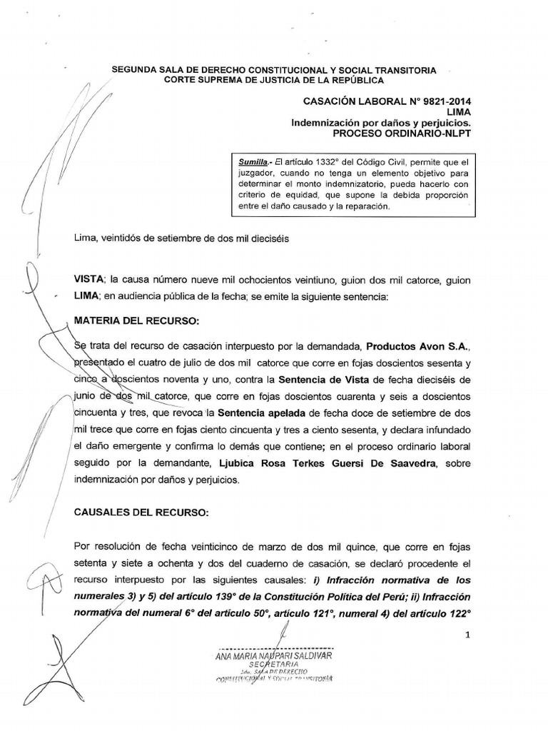 Casación Laboral Nº 9821-2014, Lima | Juez | Ley procesal Casación Laboral Nº 9821-2014, Lima | Juez | Ley procesal