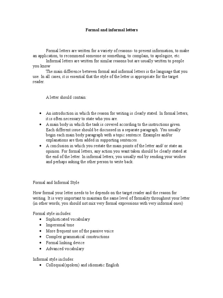 A Guide to Formal and Informal Letter Writing: Distinguishing Stylistic ...