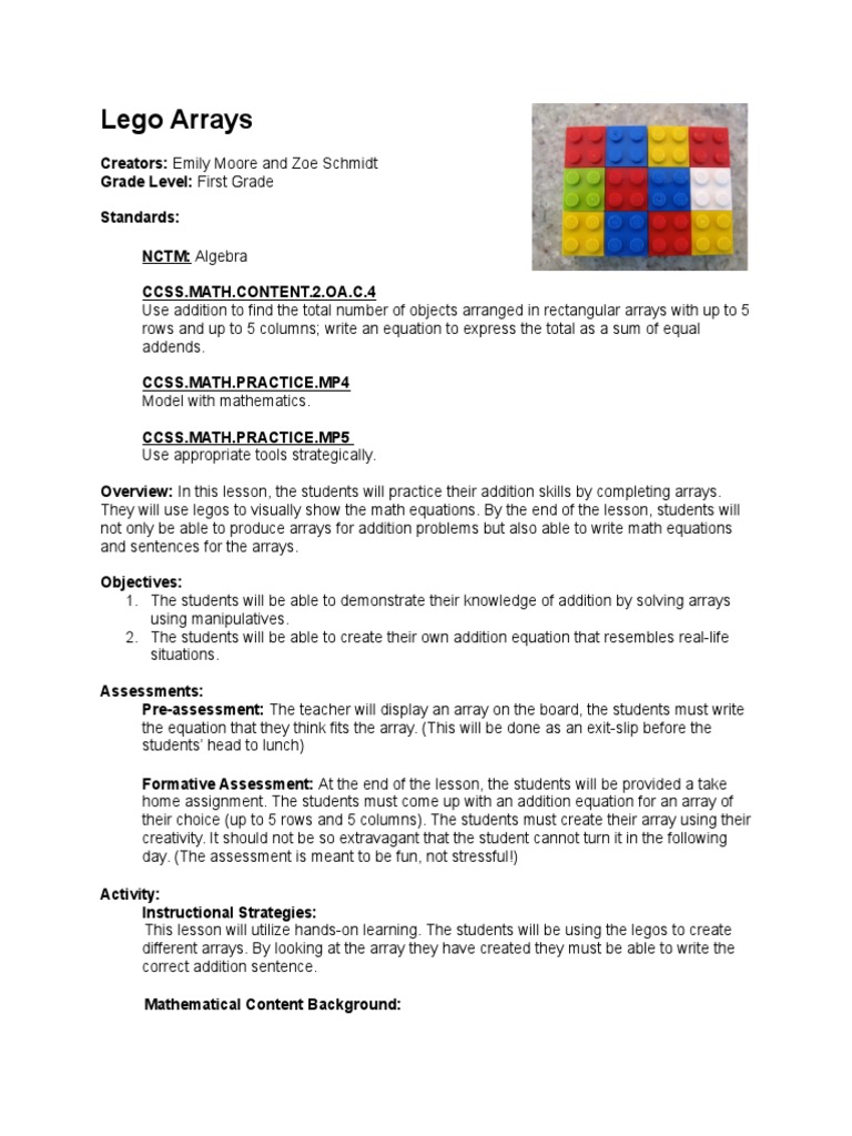 Lego Arrays | Download Free PDF | National Council Of Teachers Of ...