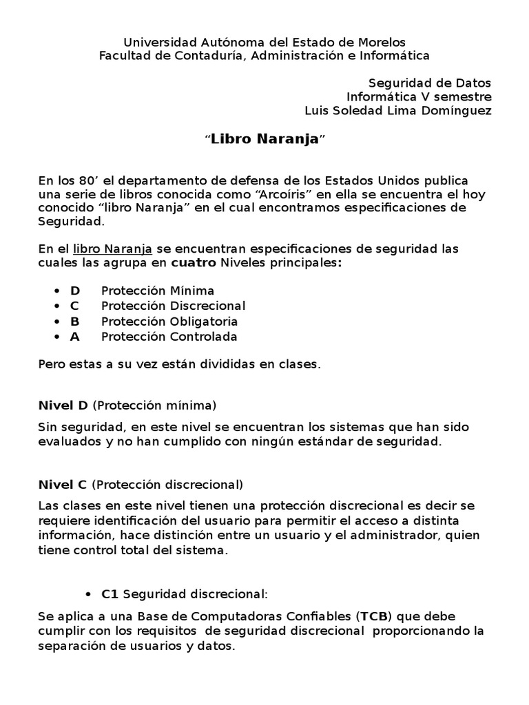Especificaciones del Libro Naranja | PDF | Autenticación | Gestión de ...