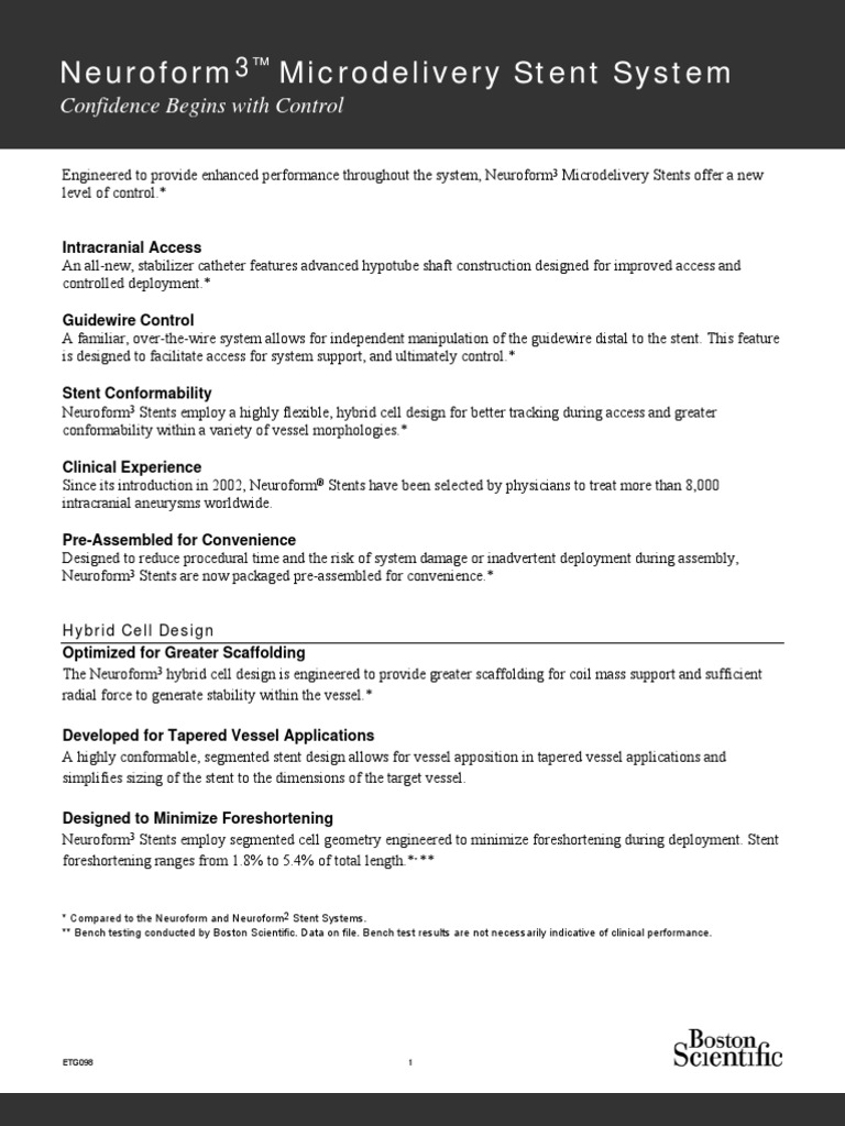 Neuroform 3 | PDF | Thrombosis | Medical Specialties