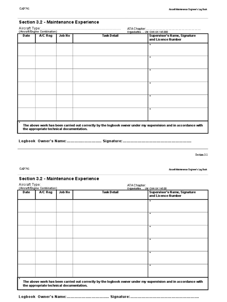 CAP 741 New Sheet Blank Word Template | PDF | Aviation
