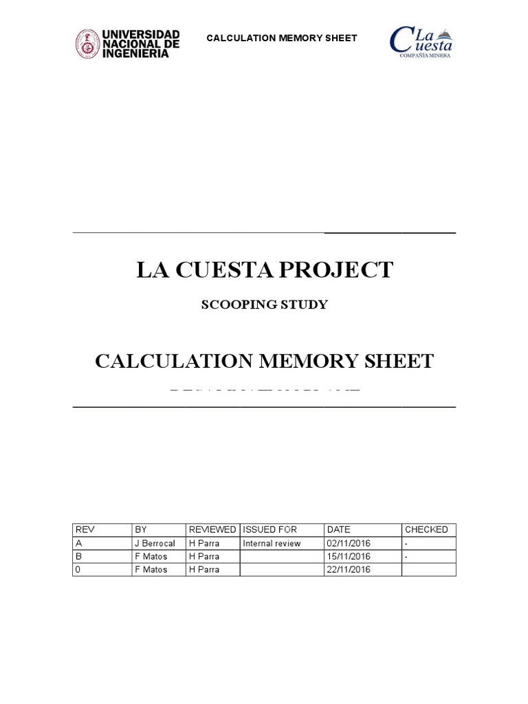 Calculation Memory Sheet - Pre Treatment | PDF | Dose (Biochemistry ...