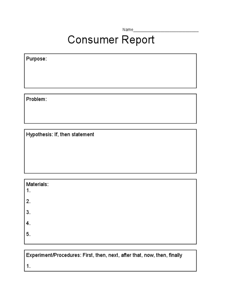 Consumer Report Experiment Template | PDF
