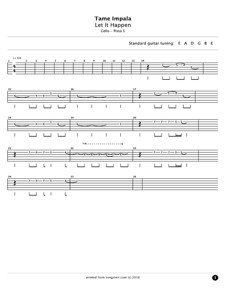 Let It Happen Tab by Tame Impala - Songsterr Tabs With Rhythm | PDF
