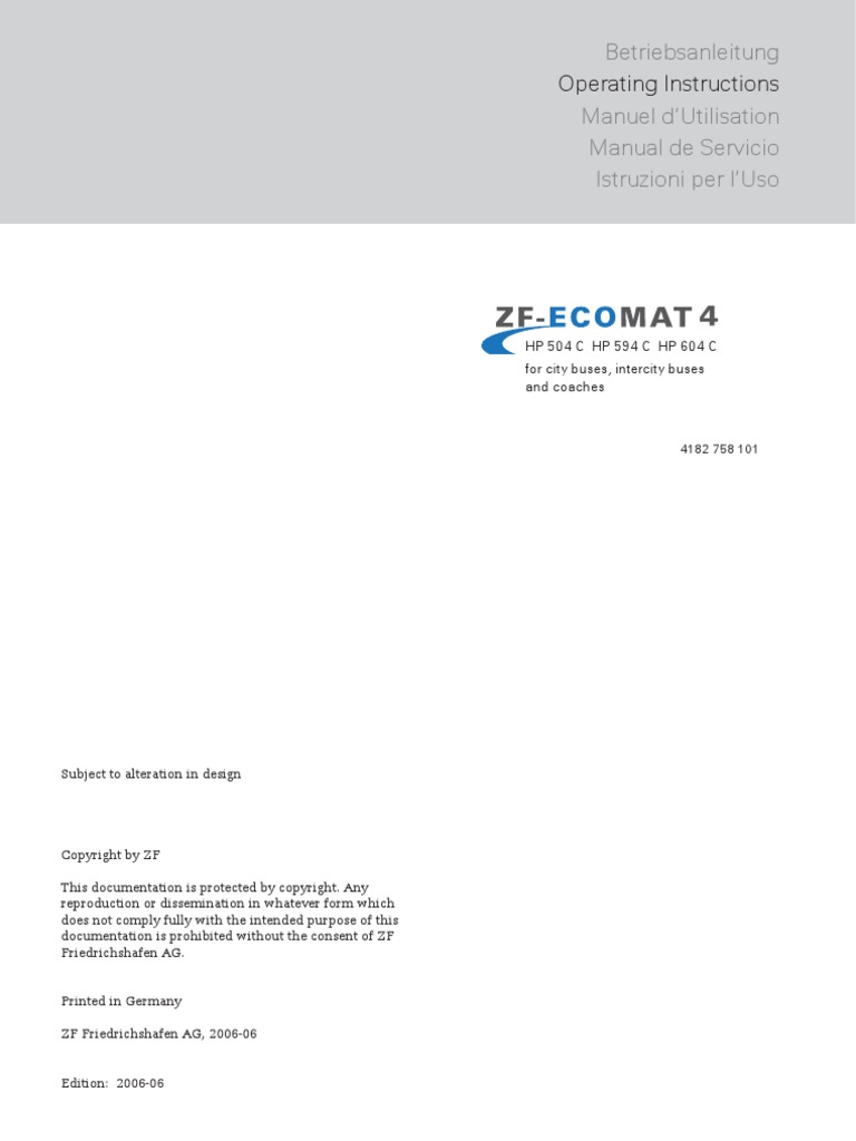 ZF Ecomat 4 PDF | PDF | Automatic Transmission | Transmission (Mechanics)