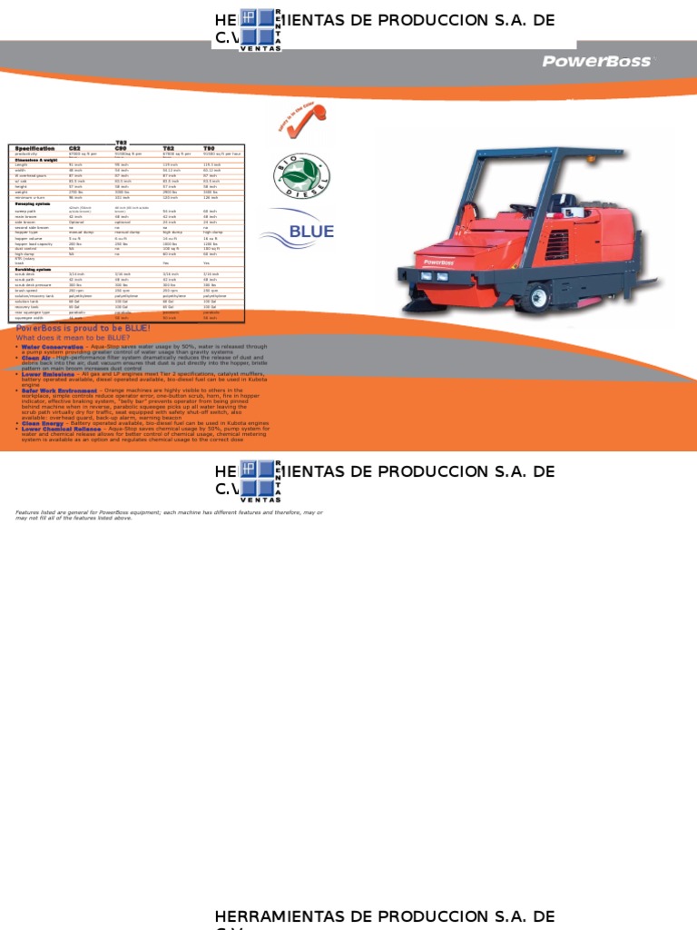 Specifications and Features of the PowerBoss Commander C82, T82, C90 ...