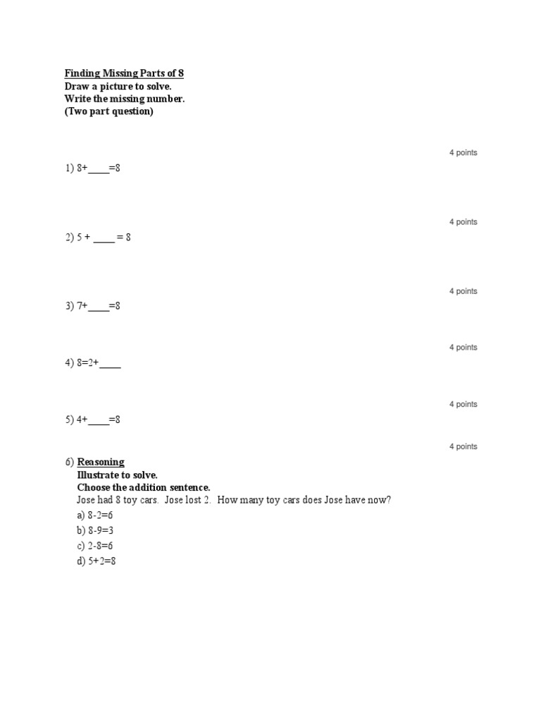 Finding Missing Parts of 8 | PDF | Teaching Methods & Materials