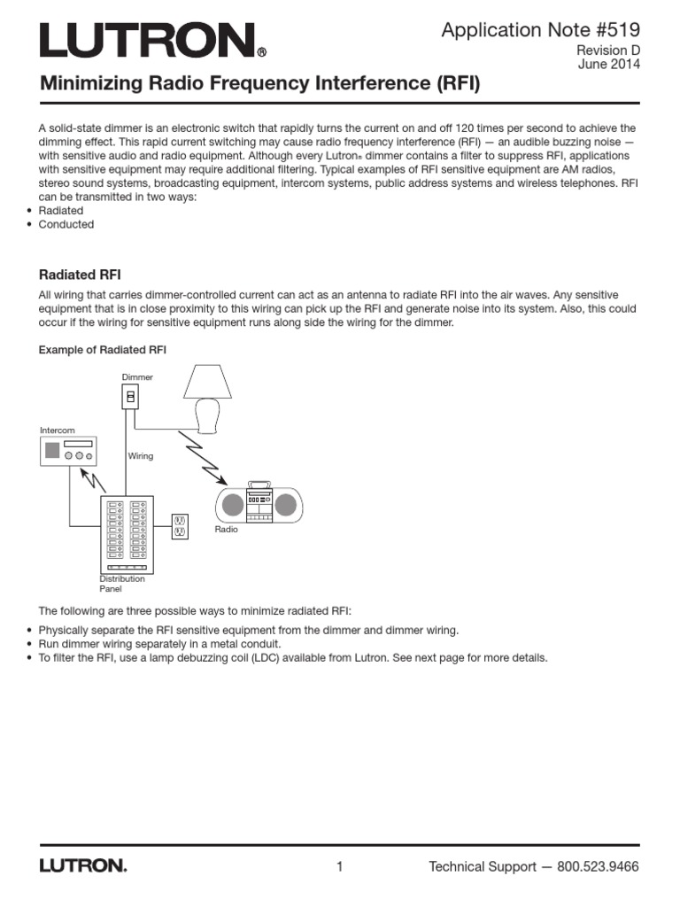 Lutron - Minimizing Radio Frequency Interference (RFI) | PDF ...