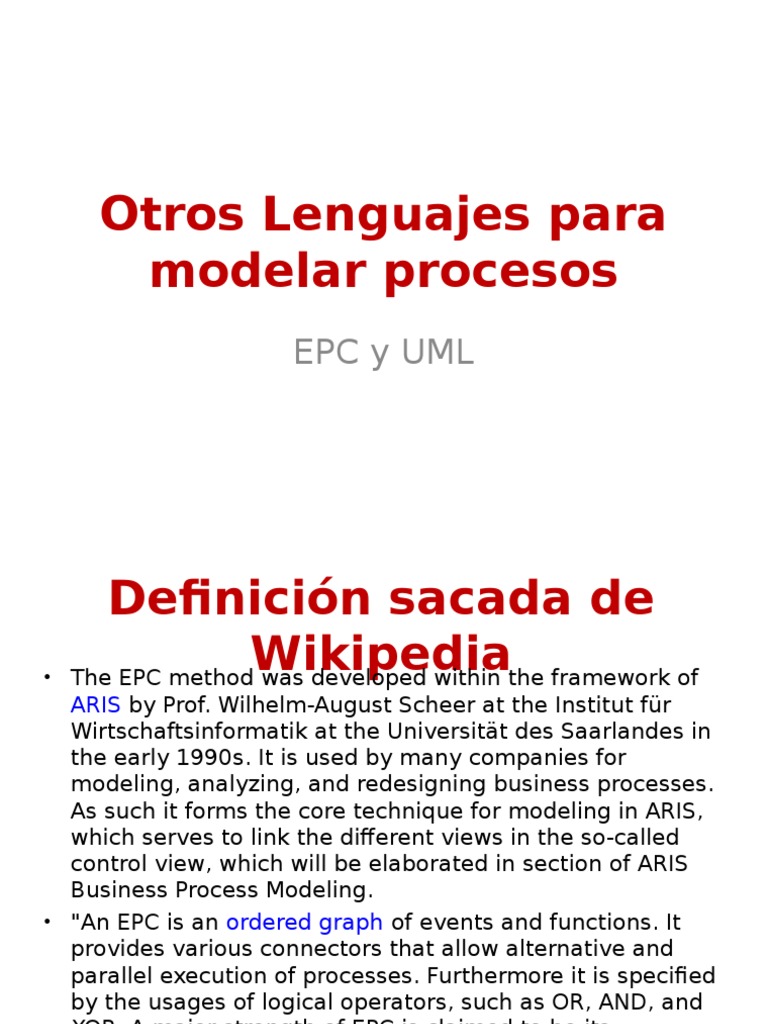 4-Modelamiento de Procesos Usando EPC y UML | PDF | Lenguaje de modelado unificado | Puerta lógica