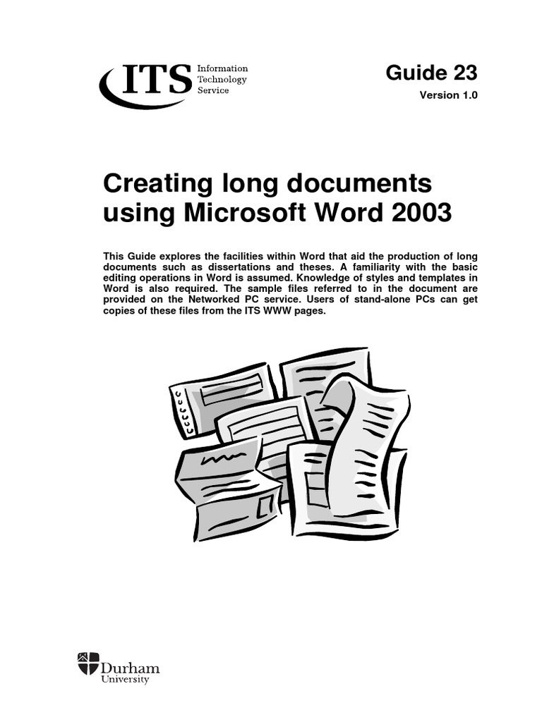 Creating Long Documents Using Microsoft Word 2003: Guide 23 | PDF ...
