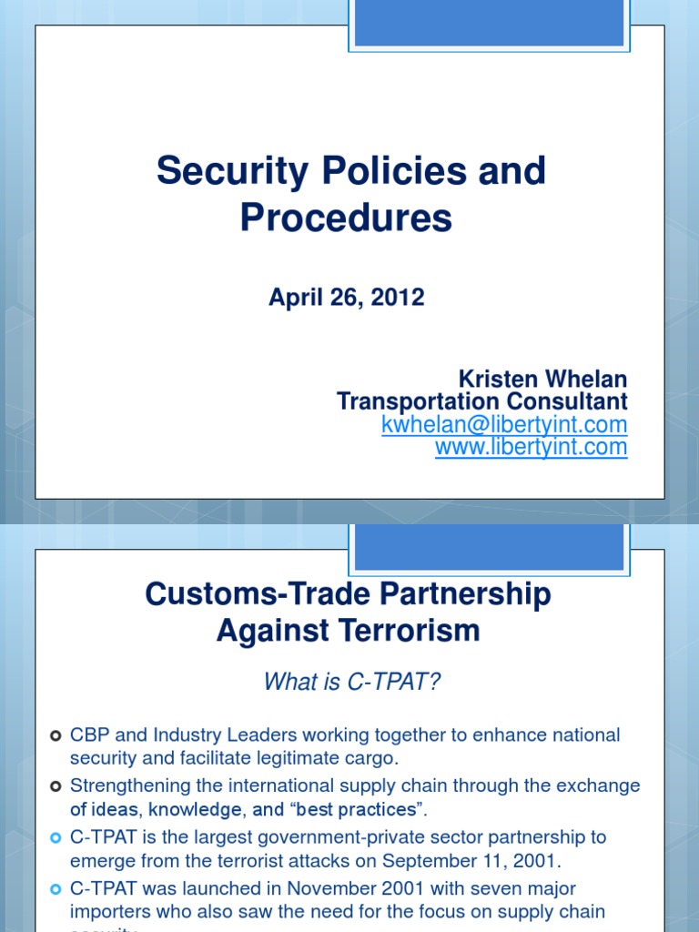 C-TPAT Security Policies and Procedures | PDF | Computer Security | Security