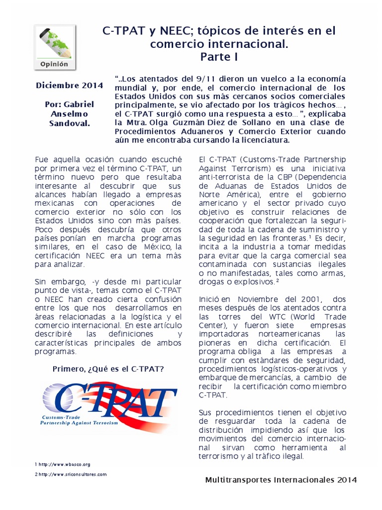 Ctpat y Neec Primera Parte | PDF | aduana | México