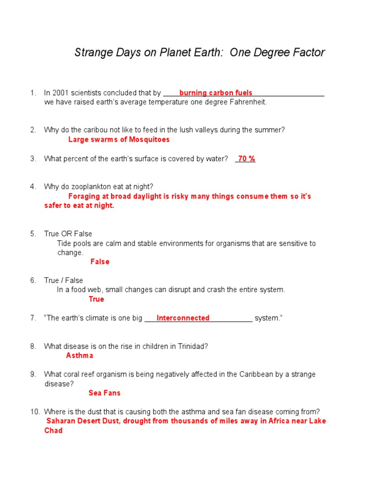 Strange Days Worksheet | PDF | Sea | Desert