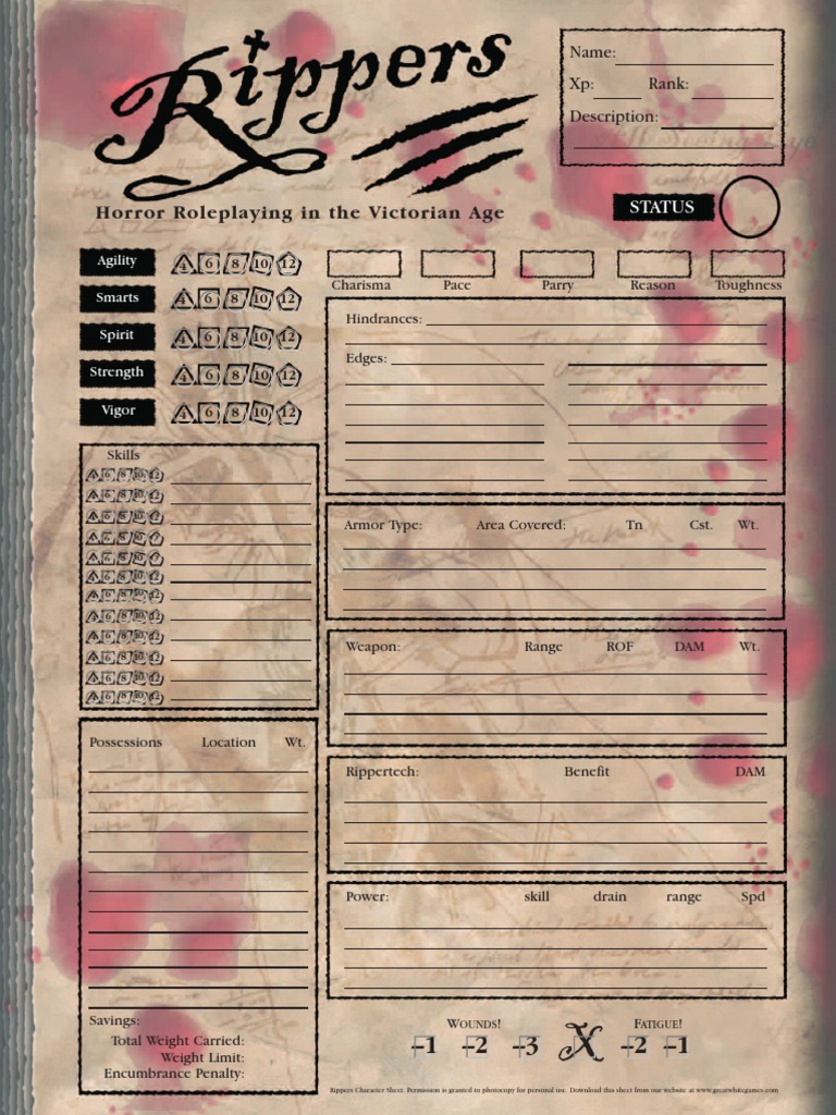 Rippers Character Sheet | PDF