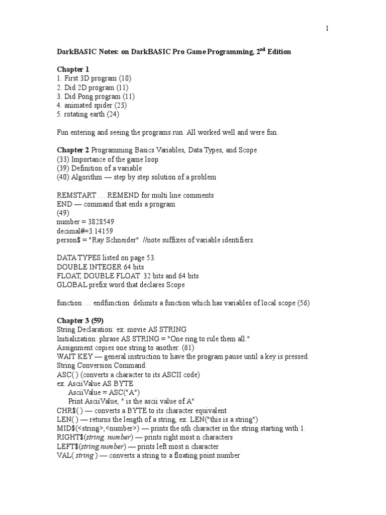 DarkBASIC Notes | Download Free PDF | Computer File | Graphics