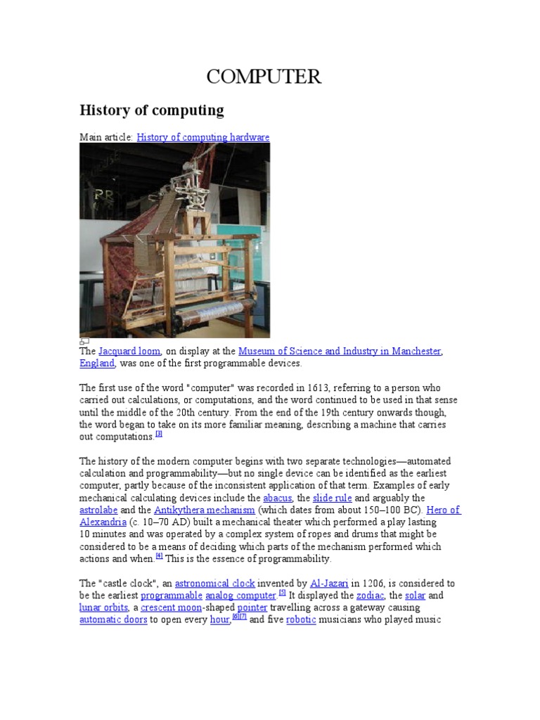 Computer | PDF | Machines | Manufactured Goods