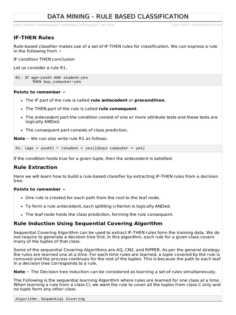 Rule Based Classification | PDF | Algorithms And Data Structures | Areas Of Computer Science