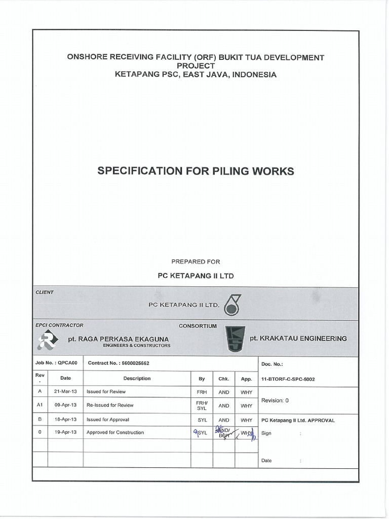 Specification For Piling Works | PDF