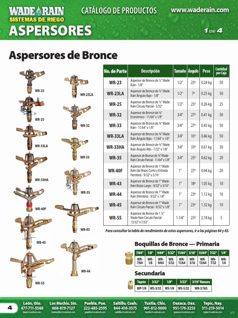 Catálogo de aspersores y accesorios para sistemas de riego por goteo | PDF | Naturaleza