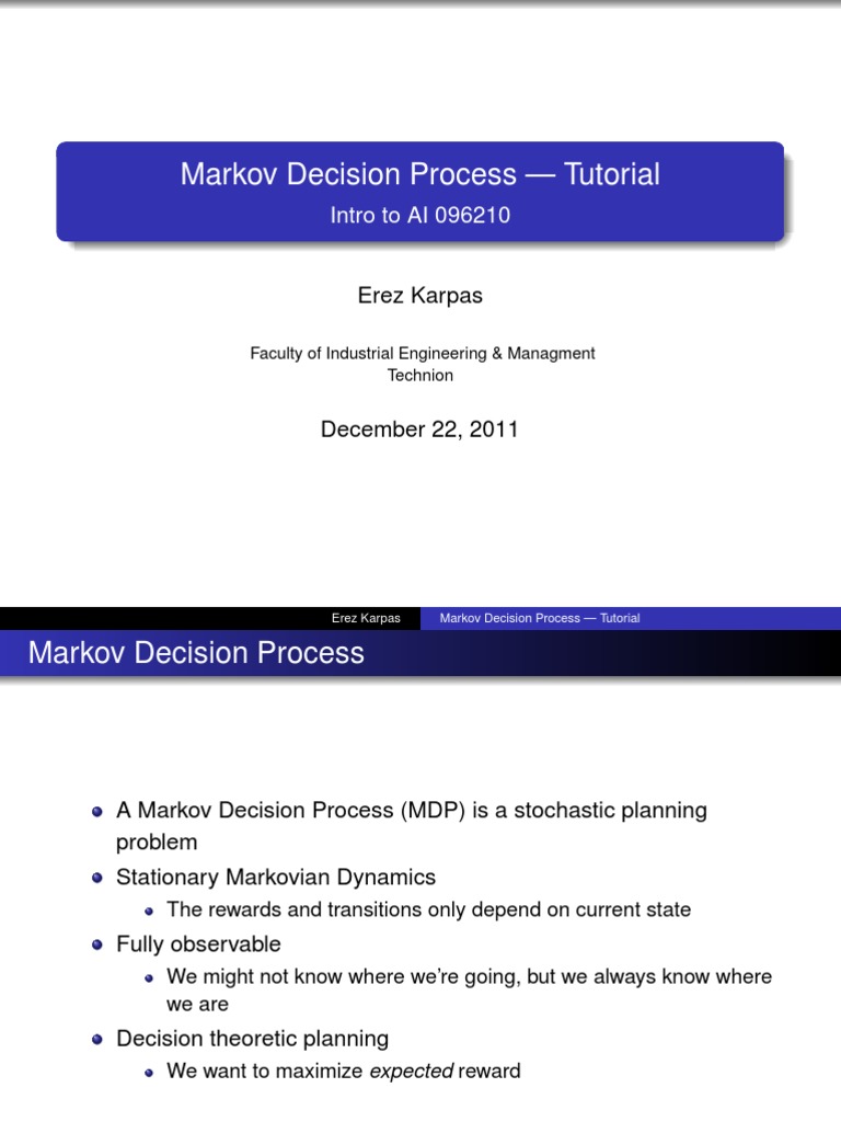 Markov Decision Process | PDF | Markov Chain | Areas Of Computer Science