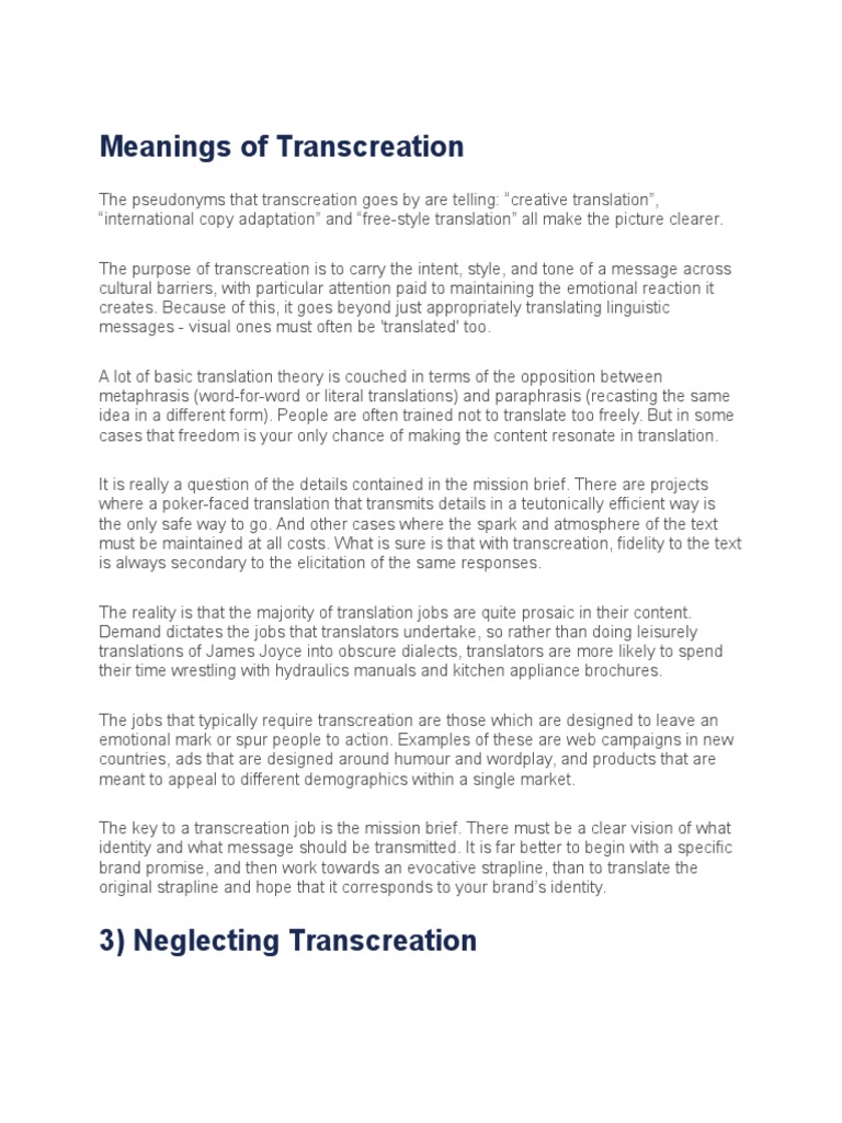Transcreation: Beyond Translation | PDF | Translations | Semiotics