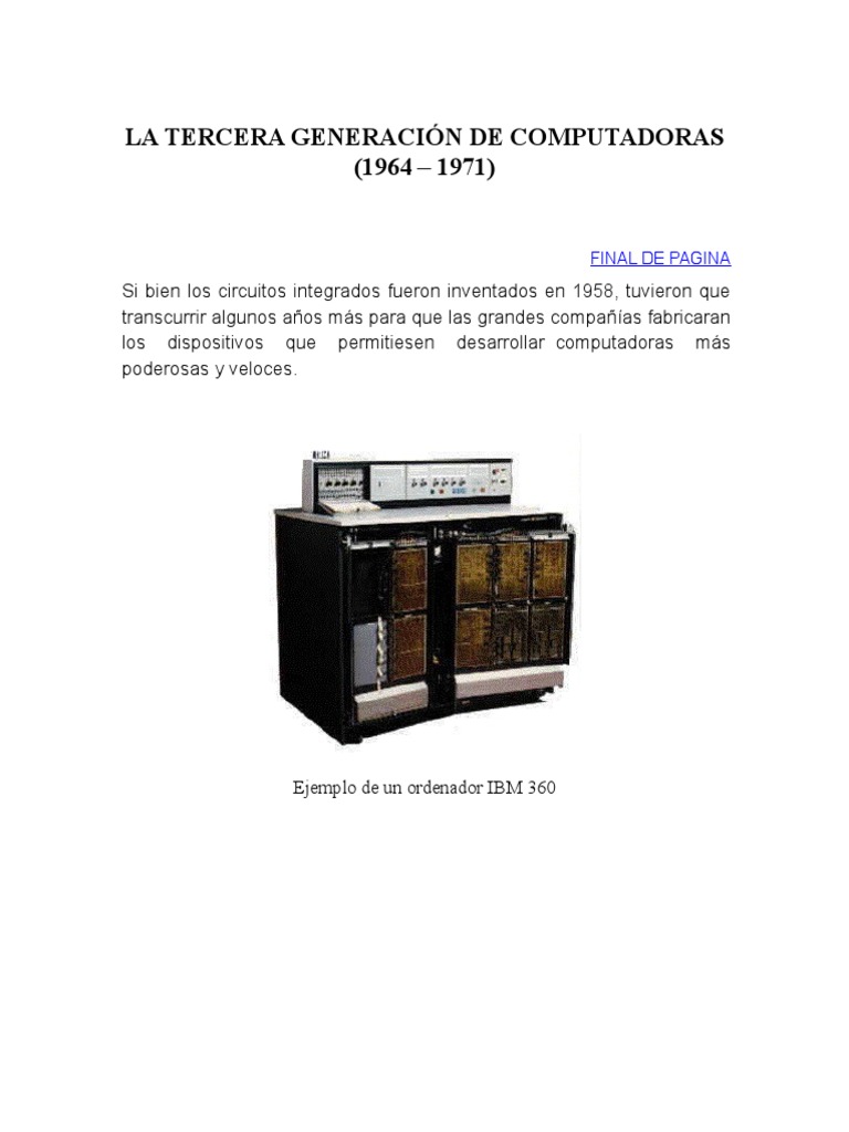 Tercera generación computadoras 1964-1971 | PDF | Ibm | Hardware de la ...