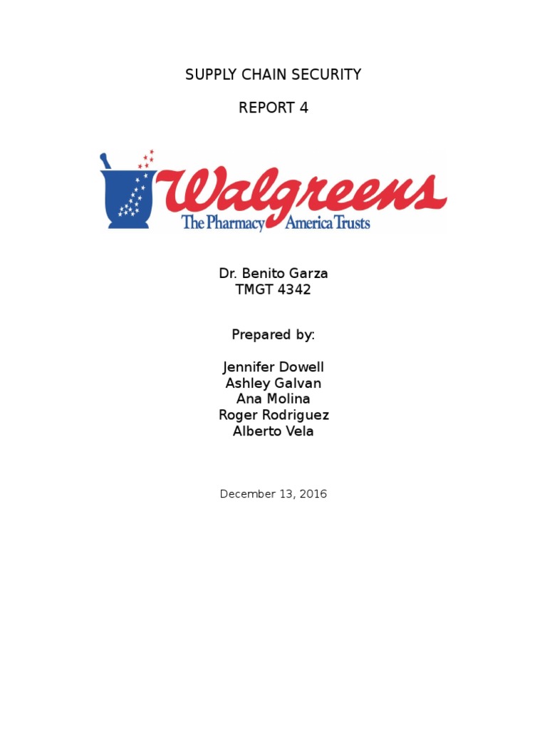 Report 4 - Walgreens Pharmacy | PDF | Pharmacy | Supply Chain Management