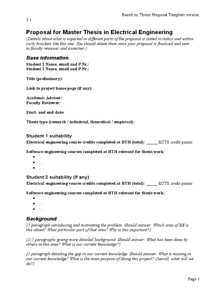 Thesis Proposal Template 1 | Download Free PDF | Thesis | Course Credit