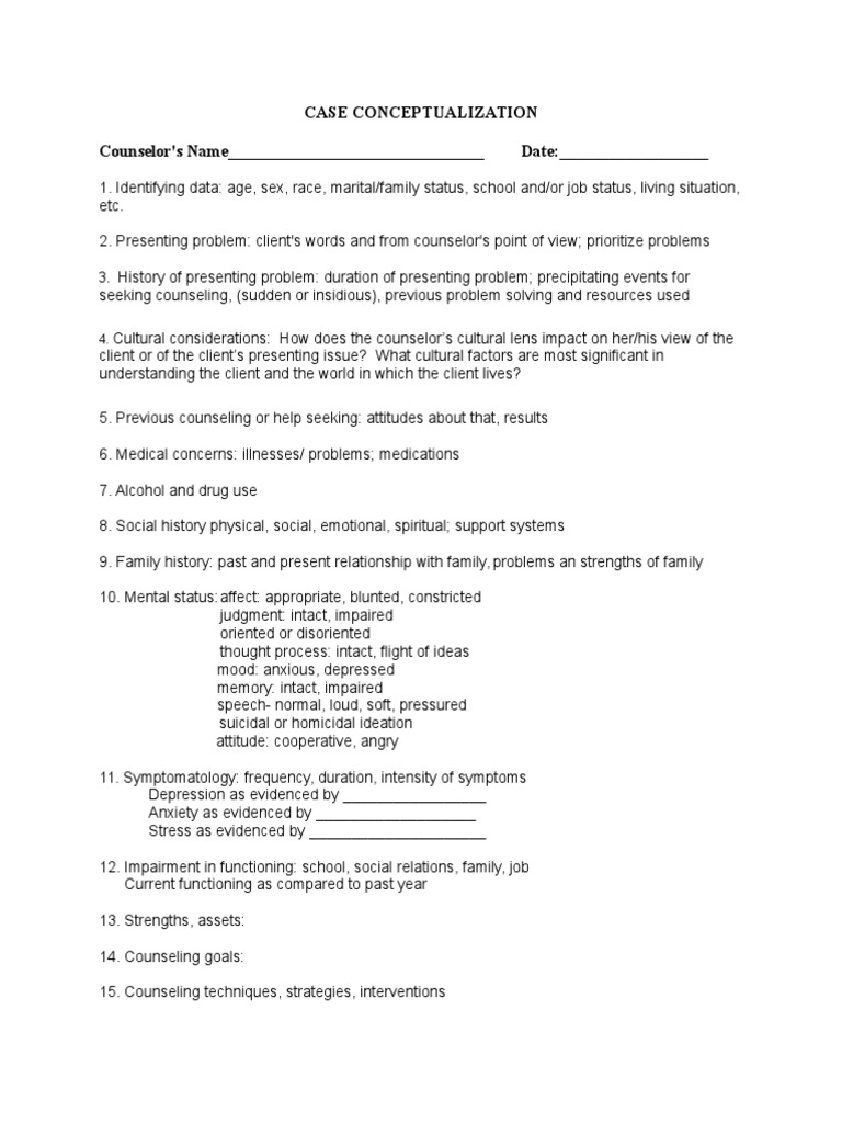 Case Conceptualization | PDF