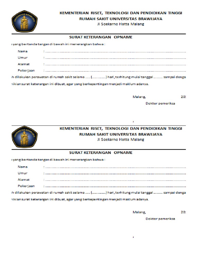 Print Surat Keterangan Opname | PDF