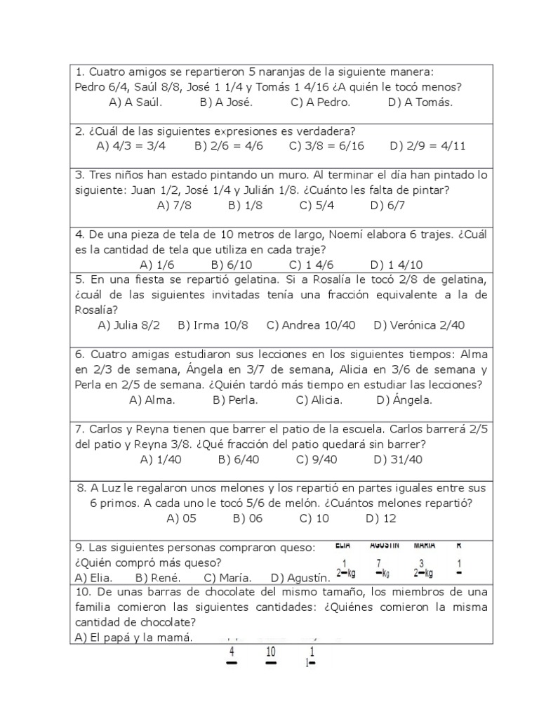 Fracciones Suma Resta Equivalencia | PDF