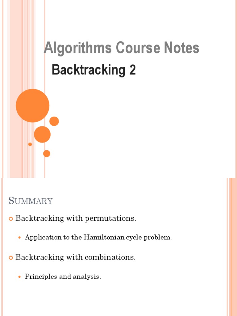 Algorithms Course Notes: Backtracking 2 | Download Free PDF ...