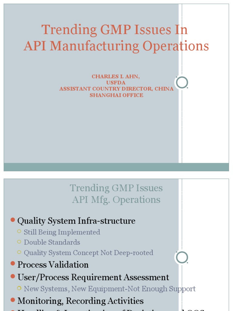 Trending GMP Issues in API Manufacturing Operations | Download Free PDF ...
