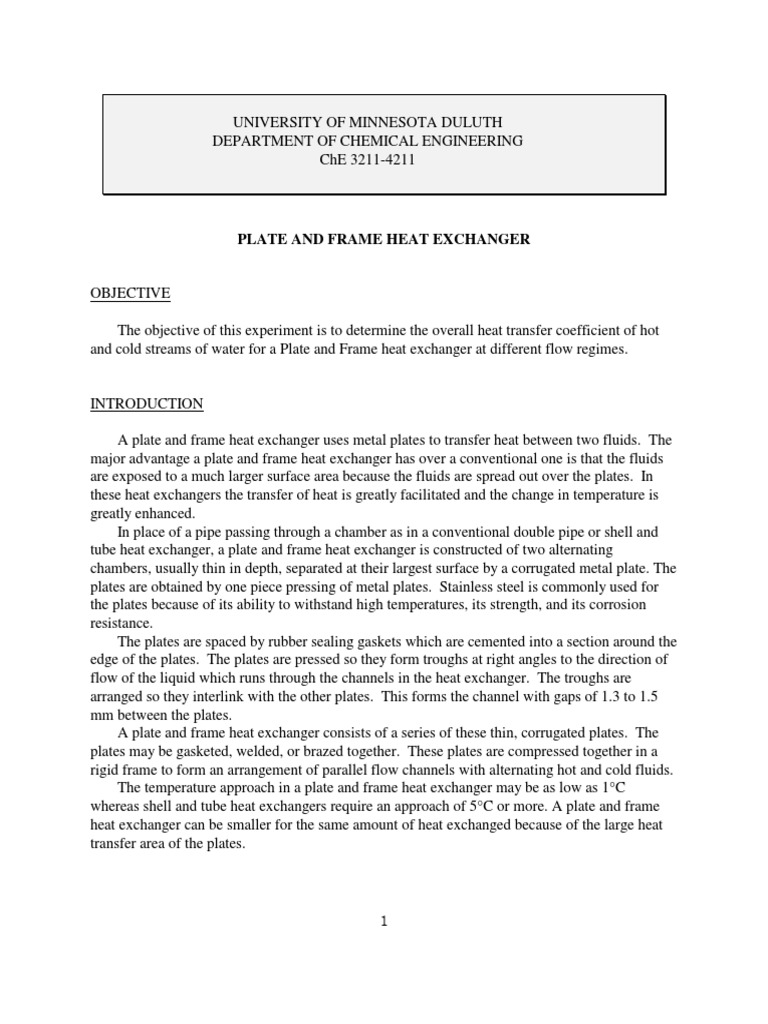 Ex Plate Frame | PDF | Heat Exchanger | Flow Measurement