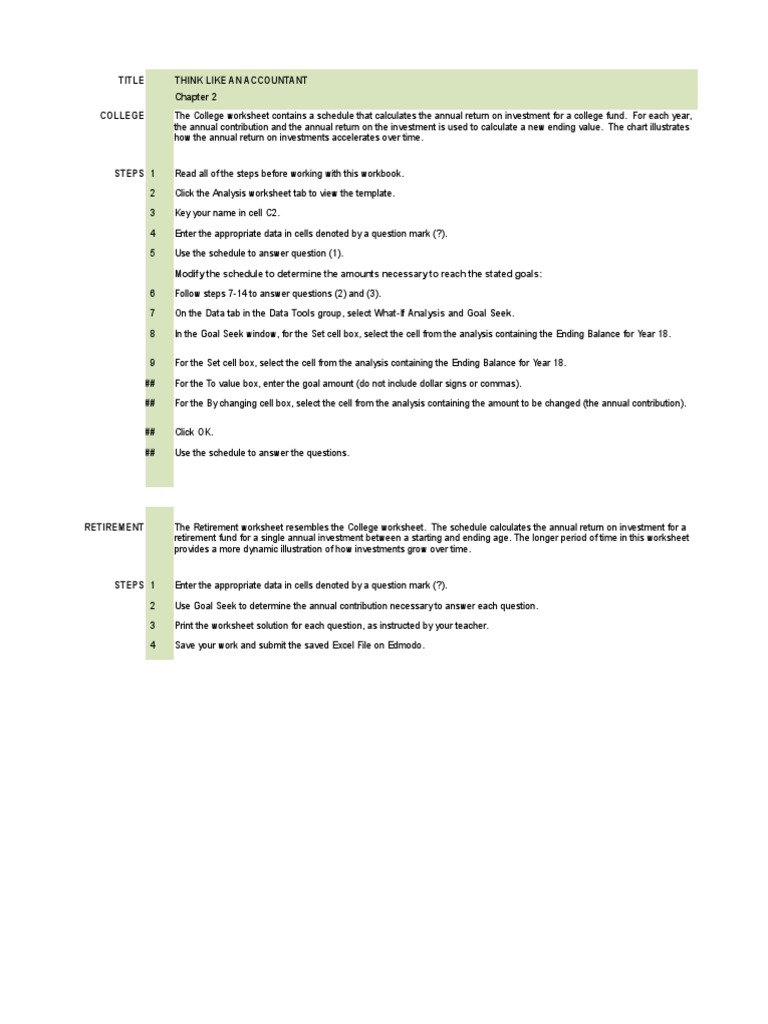 Tla ch02 | PDF | Worksheet | Investing
