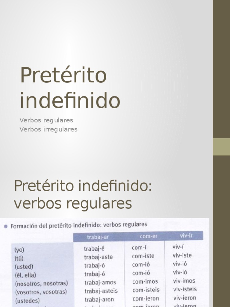 Pretérito Indefinido ESPAÑOL | PDF